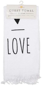 Bílý froté ručník se srdíčkem a nápisem Love – 40x66 cm