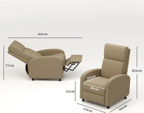 HOMCOM Relaxační Křeslo s Manualně Nastavitelným Opěradlem 160° a Integrovaným Podnožníkem pro Obývací Pokoj, Ložnici a Domácí Kino, Nosnost 120kg, B…