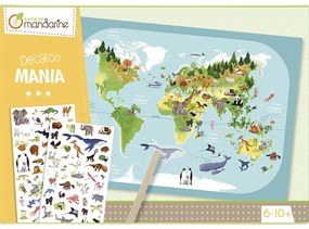Mapa světa s obtisky zvířat