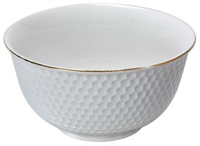 Bílá porcelánová miska na polévku se zlatým proužkem - Ø 13*7 cm / 350 ml