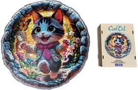 SPARKYS Dřevěné puzzle Stylová kočka / Dřevo / 13 × 17 cm