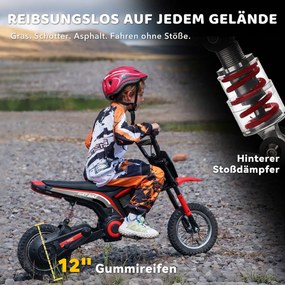 HOMCOM Elektrická Motorka pro Děti s Motorem 24V 350W, Rychlostní Mód 8-16 KM/H, 12-Palcové Pneumatické Pneumatiky, Elektrická Motorka s Hudebními Sv…