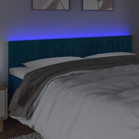Čelo postele s LED tmavě modré 180x5x78/88 cm samet 3121914