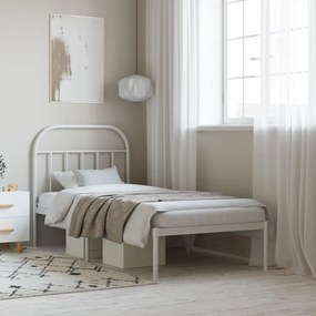 vidaXL Kovový rám postele s čelem bílý 90 x 200 cm