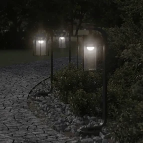 Venkovní Stojací Lampa Černá Nerezová Ocel