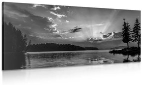 Obraz odraz horského jezera v černobílém provedení Varianta: 100x50