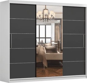 IDZ Šatní skříň ALBA I A se zrcadlem, 250 cm Barva dřeva: Dub Artisan + Černá