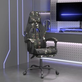 Herní židle s podnožkou černá a maskáčová umělá kůže 3143841