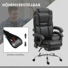 Kancelářská židle Vinsetto s vibrační masáží, ergonomická kancelářská židle s vyhříváním a funkcí polohování, výškově nastavitelná manažerská židle s…