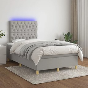 Box spring postel s matrací a LED světle šedá 120x200 cm textil 3135661