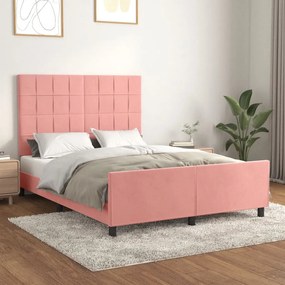 Rám postele s čelem růžový 140x190 cm samet,  3125756