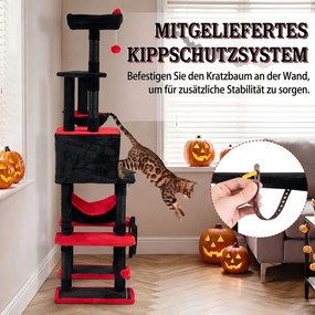 Costway 178 cm Vícepatrové škrabadlo v gotickém designu s kočičí jeskyní