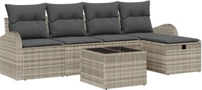 Set pohovek 6 ks Světle šedá polyratan 3359071