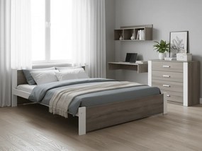 Postel IKAROS 120 x 200 cm, bílá/dub lanýž Matrace: Matrace Coco Maxi 20 cm, Rošt: Bez roštu