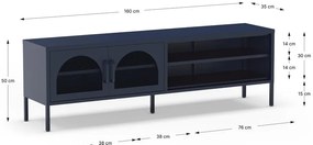 Tmavě modrý TV stolek 160x50 cm Diora – Marckeric