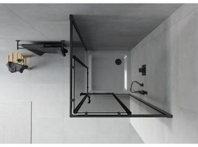 Mexen Rio čtvercový sprchový kout 90 x 90 cm, Grafitově černá, Černá + sprchová vanička Flat, Bílá - 860-090-090-70-40-4010B