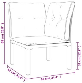 Zahradní rohová židle s poduškami černá a šedá polyratan - Default Title