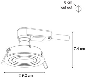 Sada 6 moderních zapuštěných bodových svítidel Gunmetal GU10 50mm kulatá naklápěcí - Rondoo