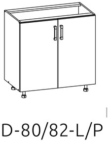 D-80/82 dolní skříňka L/P kuchyně Edan Barva korpusu skříněk: Bílá alpská, Zvolte barvu dvířek: Bílá canadian