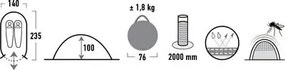 High Peak Vision 2 / Stan pro 2 osoby / 140x235 x 100 cm / vodní sloup