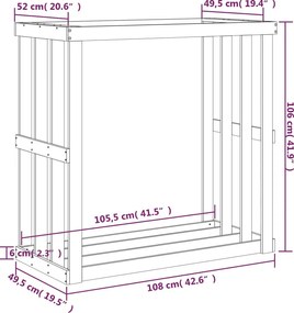 vidaXL Venkovní stojan na dřevo 108x52x106 cm masivní borovice [822627] Barva: Přírodní