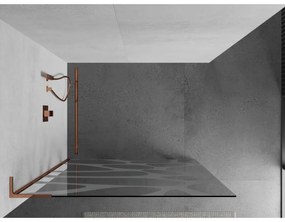 Mexen Kioto L, sprchová zástěna Walk-In 110 x 200 cm, 8mm čiré sklo bílý vzor, ​​růžové zlato profil, 800-110-103-60-97