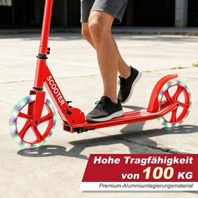Costway Skládací koloběžka s nosností 100 kg a 2 LED kolečka Výškově