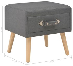 Noční stolek - textil - tmavě šedý | 40x35x40 cm