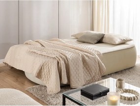 Béžová/taupe sametová rozkládací/s úložným prostorem pohovka 210 cm Saga – Ropez
