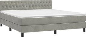 Box spring postel s matrací a LED světle šedá 180x200 cm samet 3134597