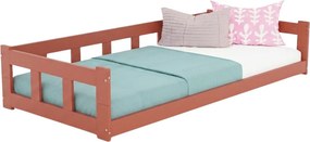 Benlemi Nízké postele FENCE 4v1 s otevřeným vstupem pro dvě děti Zvolte barvu: Cihlová, Zvolte rozměr: 80x160 cm