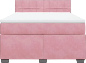 Box spring postel s matrací růžová 140x200 cm samet 3288635
