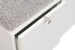 Rowico bílá lavice s úložným prostorem CONFETTI a šedým sedákem 70 cm 103756