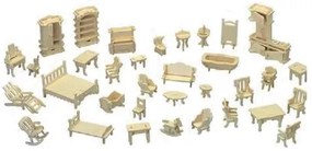 Woodcraft construction kit Woodcraft Dřevěné 3D puzzle Set nábytku