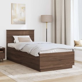 Rám postele s čelo Hnědý dub 70 x 190 cm Kompozitní dřevo 3408221