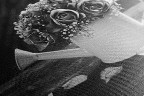 Obraz růže v konve v černobílém provedení Varianta: 120x80