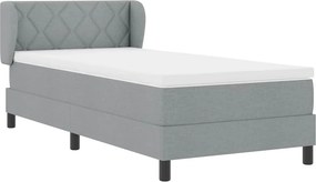 Postel s boxspringem s čelo Světle šedá 90 x 200 cm textil 3340066