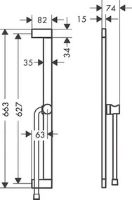 Hansgrohe Unica'S Puro 66 cm matná černá / Sprchová tyč / hadice Isifl