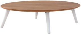 OnaDnes -20% Dřevěný konferenční stolek RAGABA CONTRAST OVO 110 x 70 cm s bílou podnoží