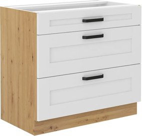 Kuchyňská skříňka LUNA 80 D 3S BB korpus: dub artisan, barva dvířek: bílá