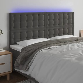 Čelo postele s LED tmavě šedé 180x5x118/128 cm samet