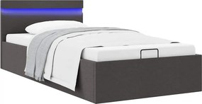 Rám postele s úložným prostorem LED tmavě šedý textil 90x200 cm 285600