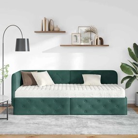 Rohový rám postele Tmavě zelená 80 x 200 cm samet 3394064