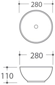 Sapho, ASTER keramické umyvadlo, průměr 28x11 cm, na desku