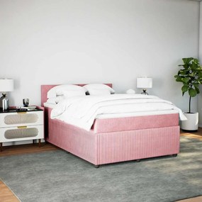 Box spring postel s matrací růžová 140x190 cm samet 3290033