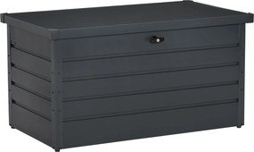 Outsunny Venkovní úložný box 311L Ocelový skladovací truhlík s klíčovým uzamčením a plynovými písty pro zahradu, terasu nebo patio 120x62x62 cm Tmavě…