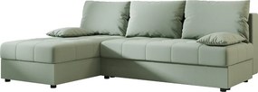Rozkládací oboustranná sedací souprava do L VENORIA SLIM 200x143 cm, světle zelená + 2 polštářky ZDARMA