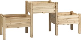 Vyvýšený záhon Outsunny se třemi dvoupatrovými kontejnery 184L x 45Š x 80V cm z předběžně ošetřeného jedlového dřeva pro zavlažování