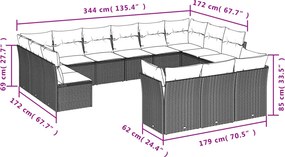 13dílná zahradní sedací souprava s polštáři černá polyratan 3218447