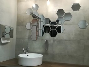 Nástěnné samolepící zrcadlo Hexagon stříbrné